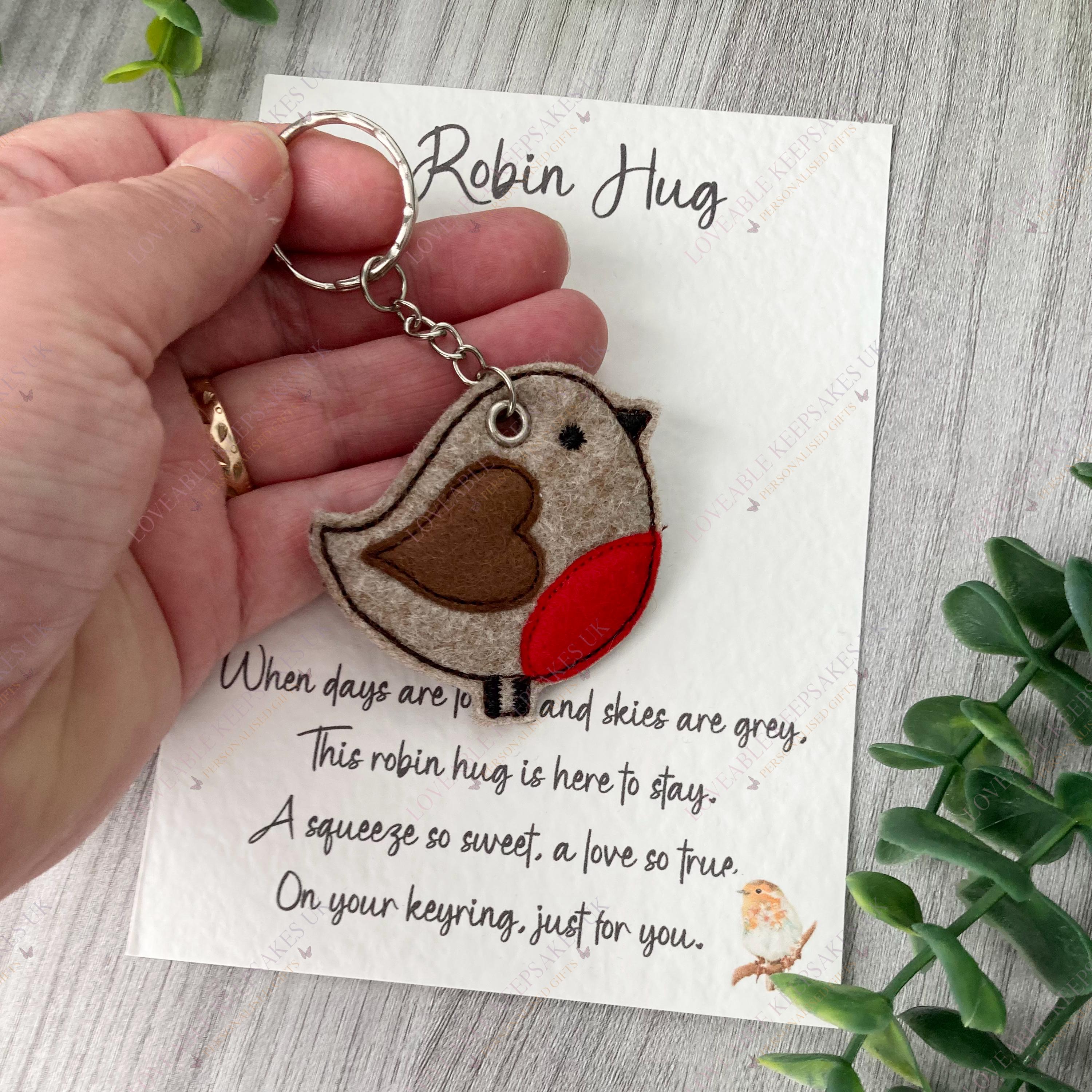 Robin Keyring Pocket Hug, Felt Bird Keepsake Gift, Thoughtful Gift for ...
