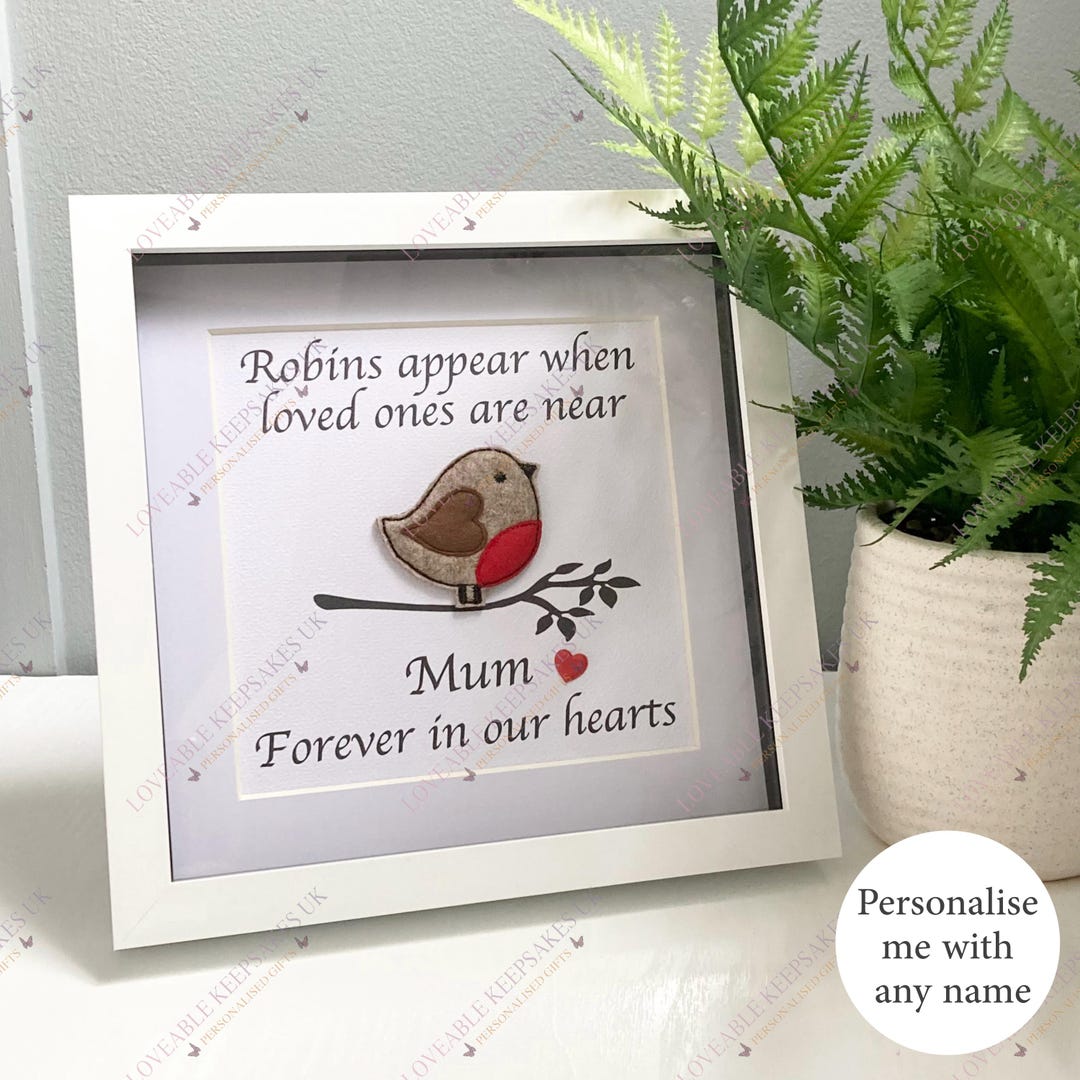 Personalised Robin Memorial Box Frame, Robin Appears Keepsake, Grief ...