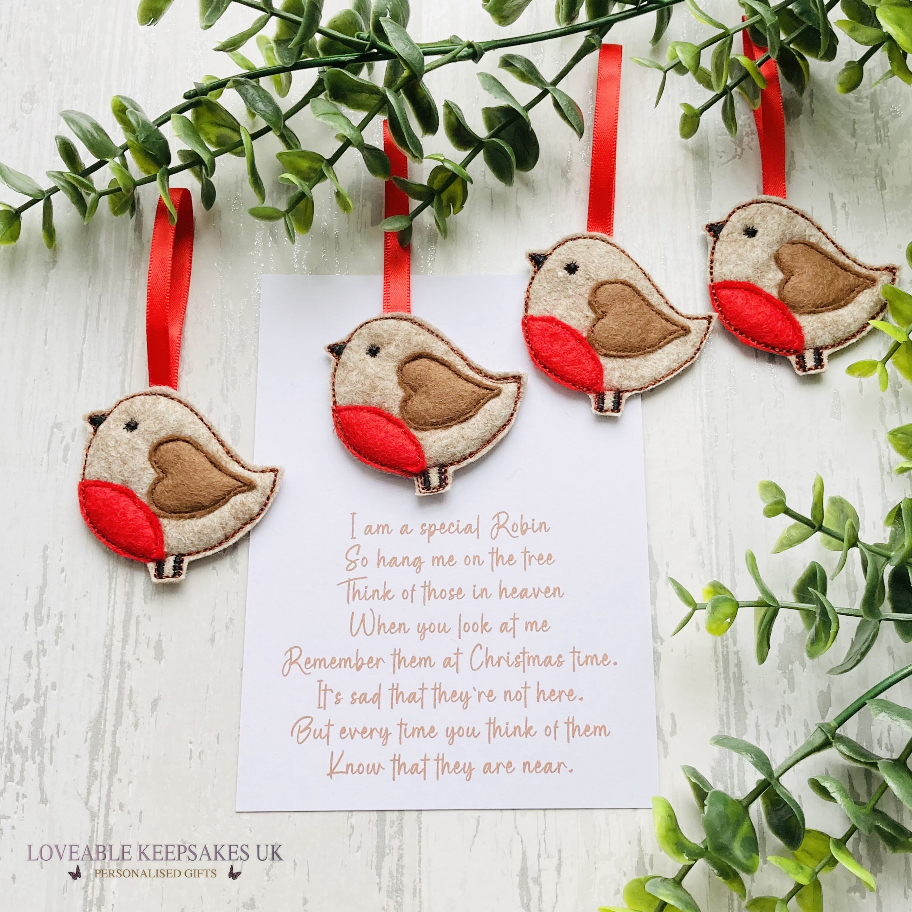 Remembrance Christmas Robin & Card Felt Robin Tree - Etsy