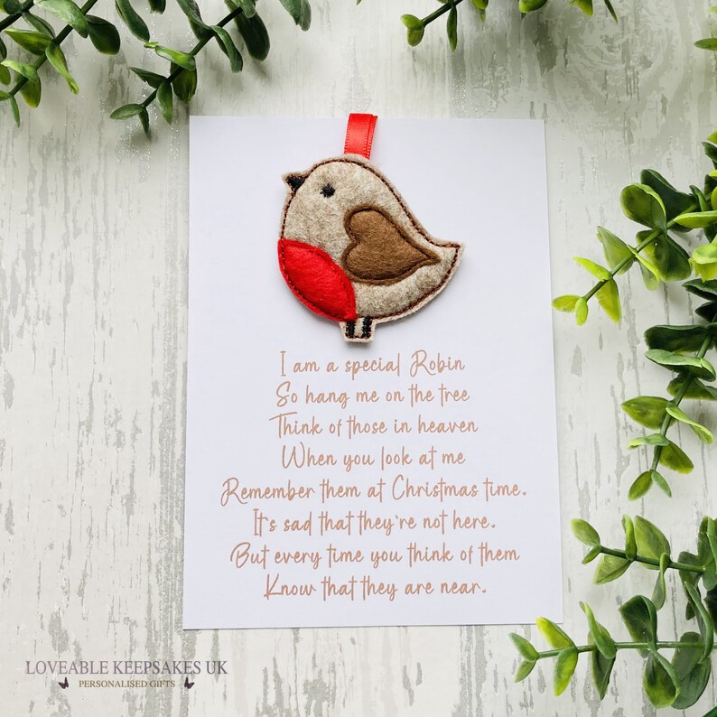 Remembrance Christmas Robin & Card Felt Robin Tree - Etsy