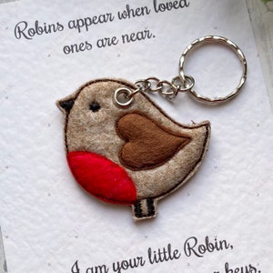 Handmade Felt Robin Keychain Pocket Hug, Remembrance Gift & Card ...