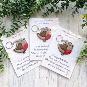 Handmade Felt Robin Keychain Pocket Hug, Remembrance Gift & Card ...