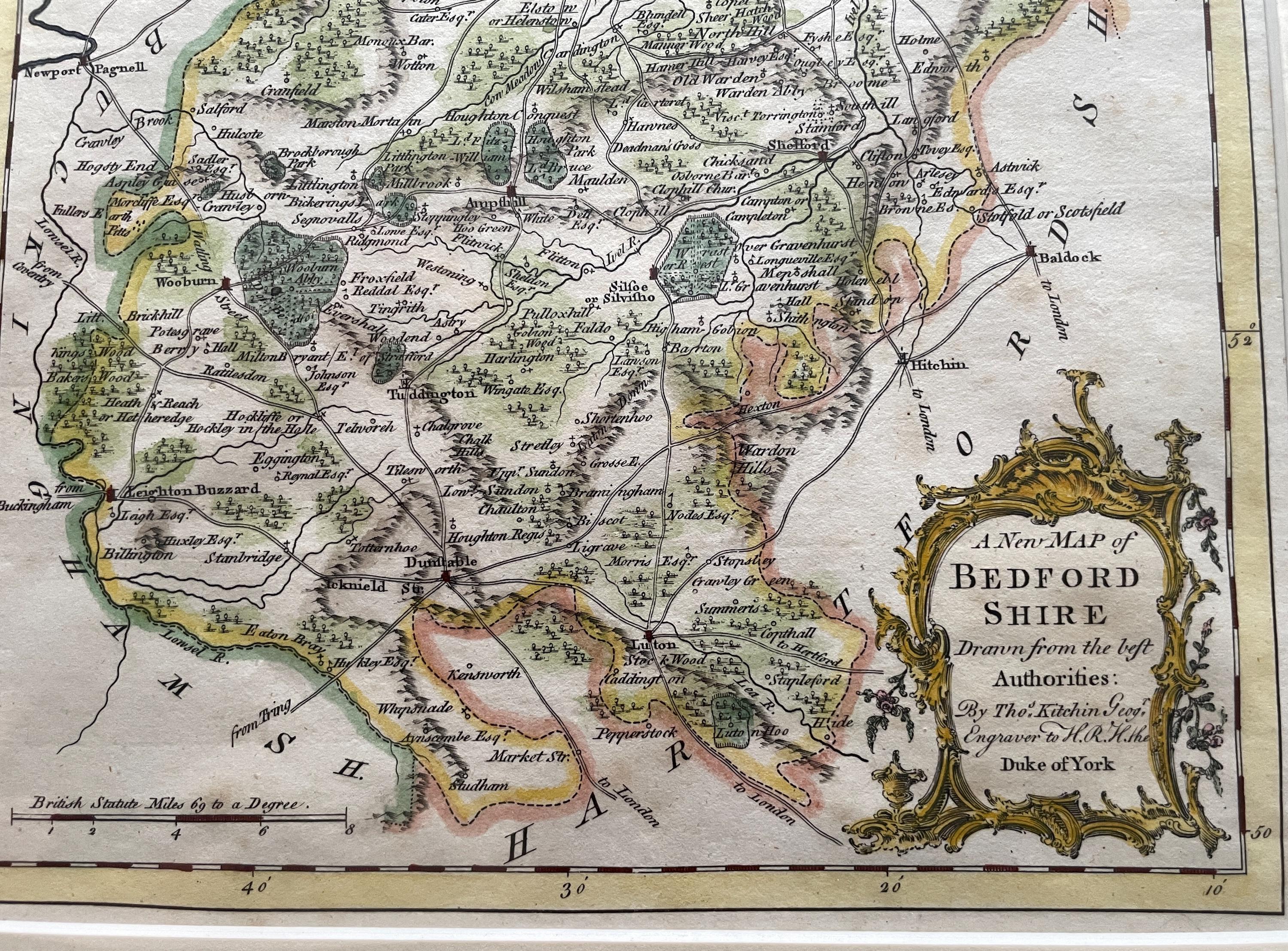 Bedfordshire, Thomas Kitchin Original Antique Map Dating From About ...