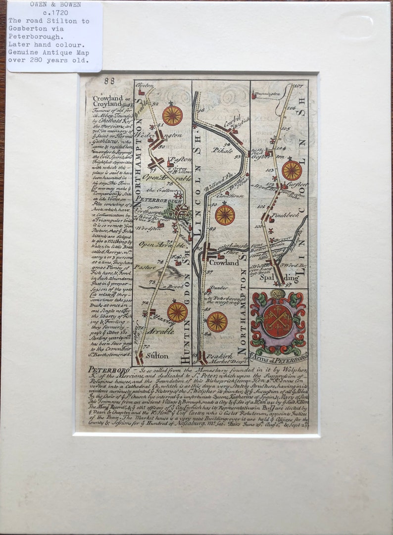Road Map From Stilton to Gosberton via Peterborough Owen & - Etsy
