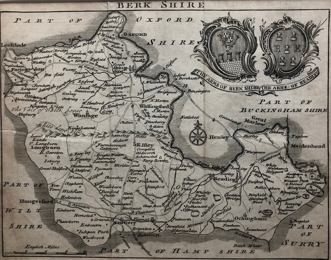 Berkshire, Samuel Simpson Original Antique Map Dating From About 1746 ...