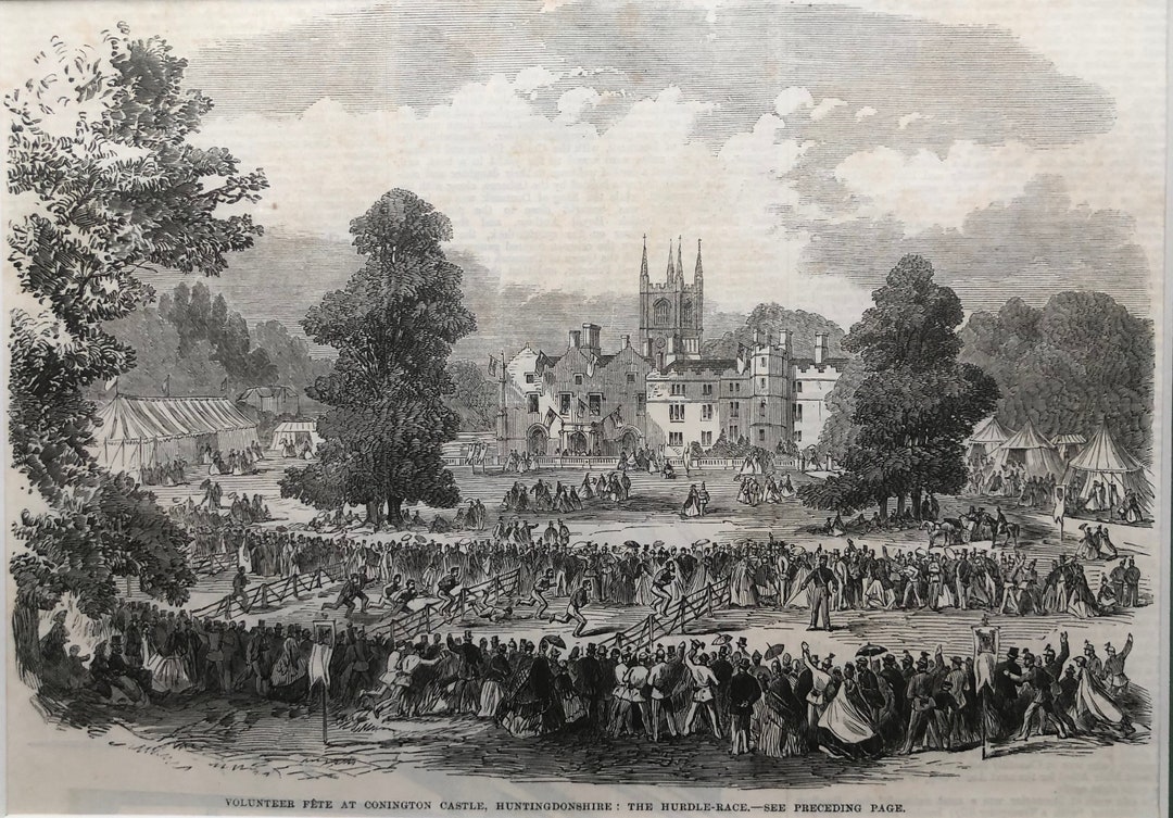 Conington Castle, Huntingdonshire, the Hurdle Race at the Fete ...