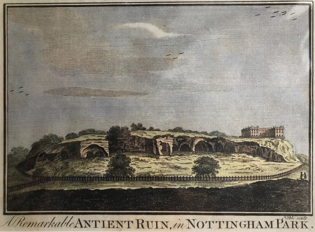 Ancient Ruins in Nottingham Park Original Antique Vintage Engraving ...
