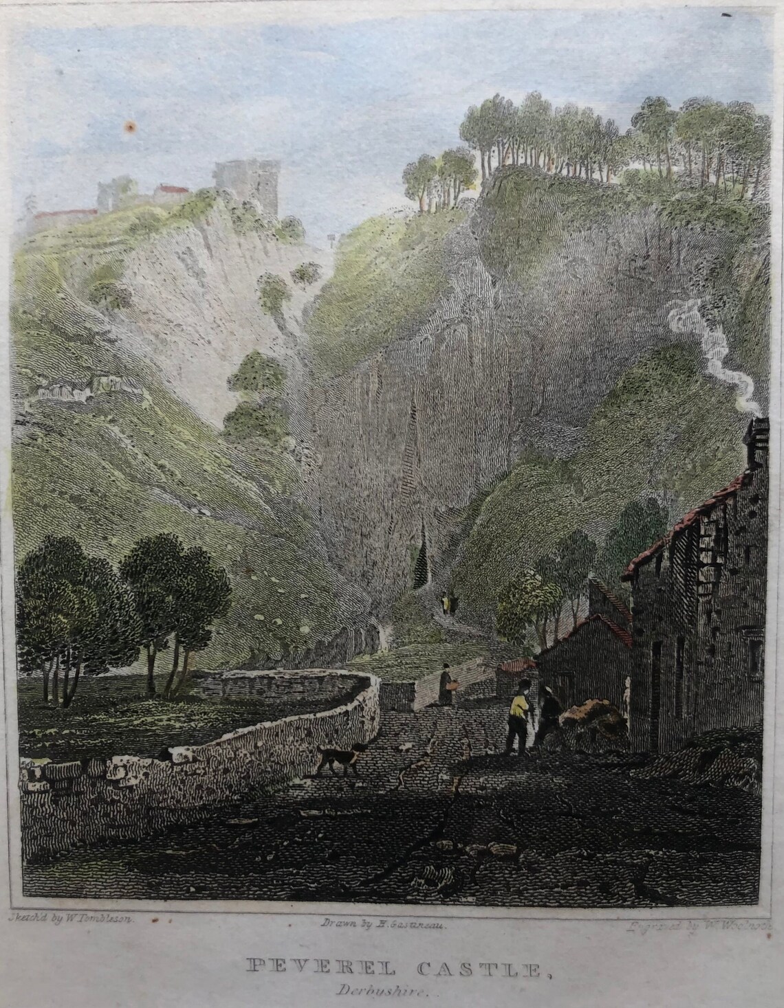 Peverel Castle castleton or Peak Castle, Derbyshire Original Antique ...