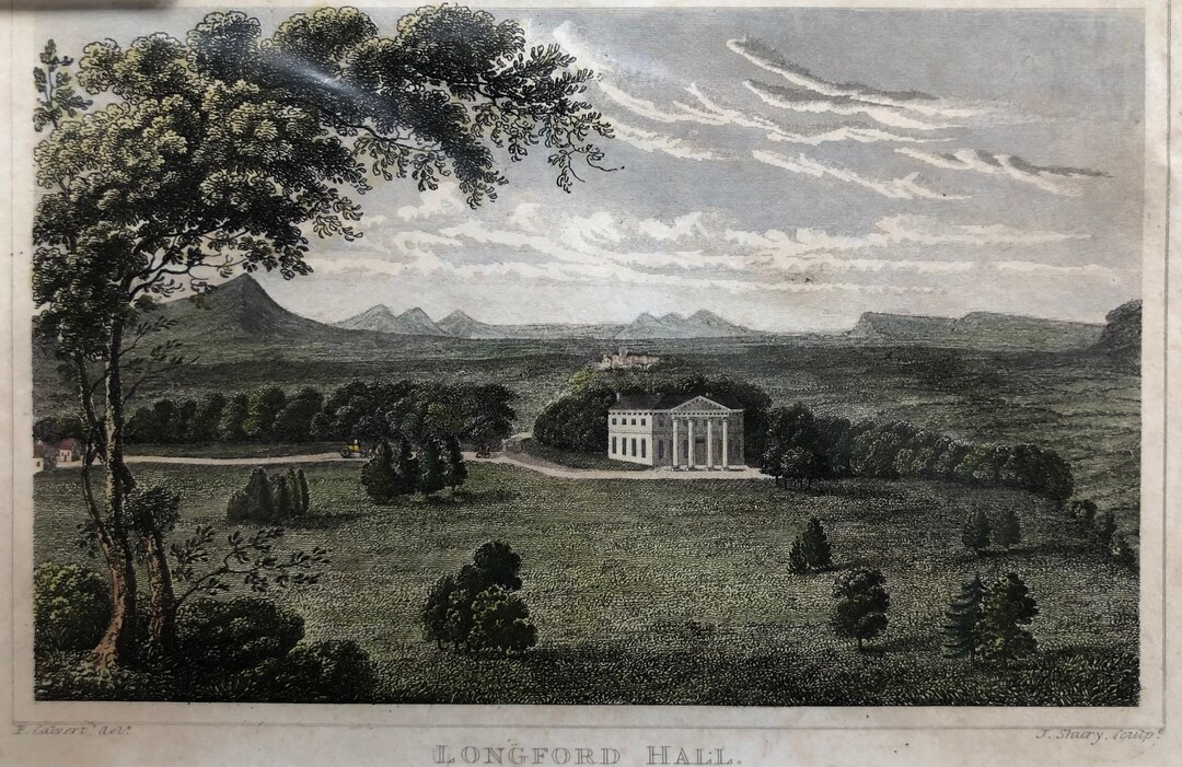 Longford Hall Shropshire Original Antique Vintage Engraving Print ...