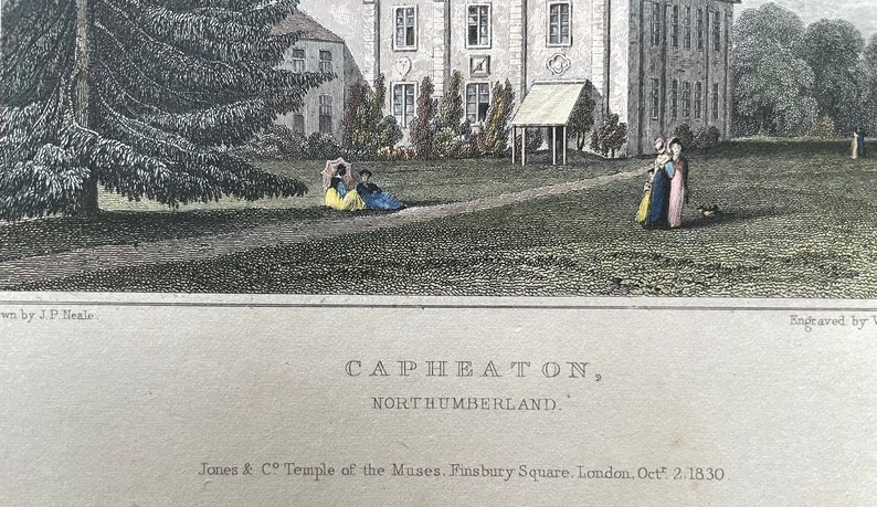 Capheaton Hall, Northumberland, Original Antique Vintage Print Dating ...