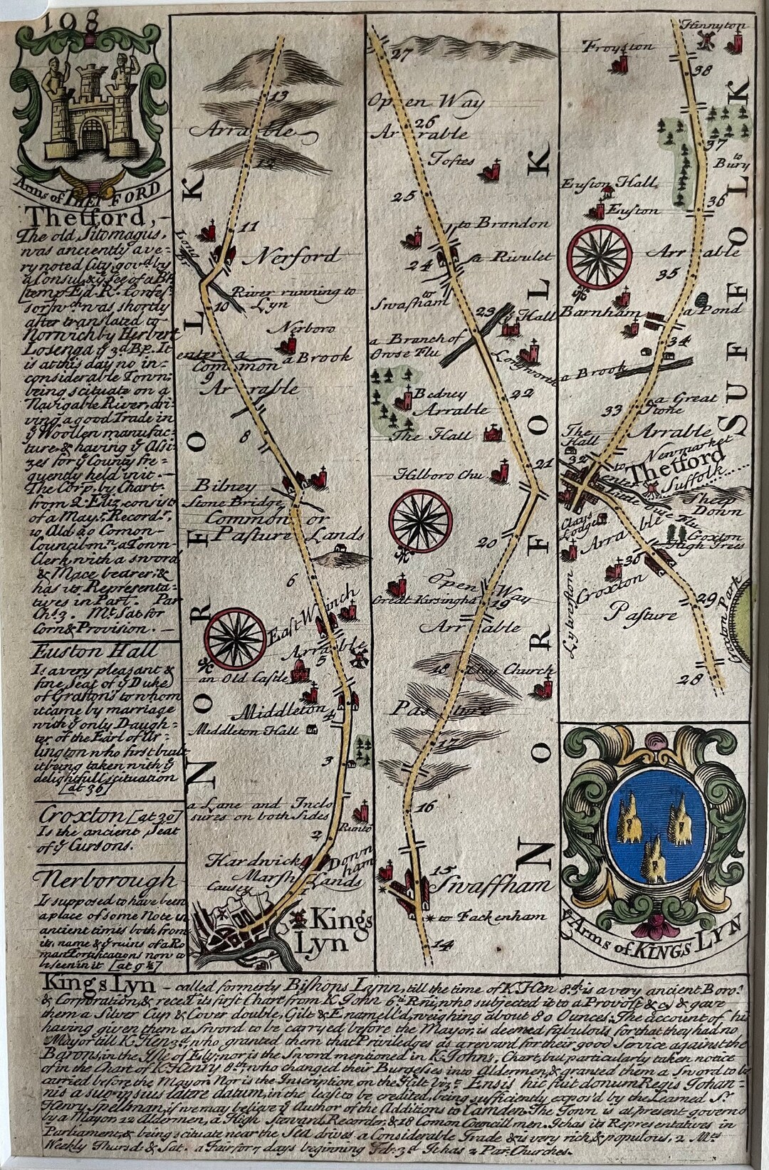 Road Map From King's Lynn to Thetford via Swaffham, Owen & Bowen ...