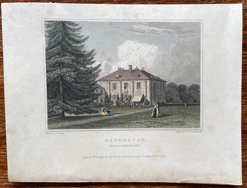 Capheaton Hall, Northumberland, Original Antique Vintage Print Dating ...