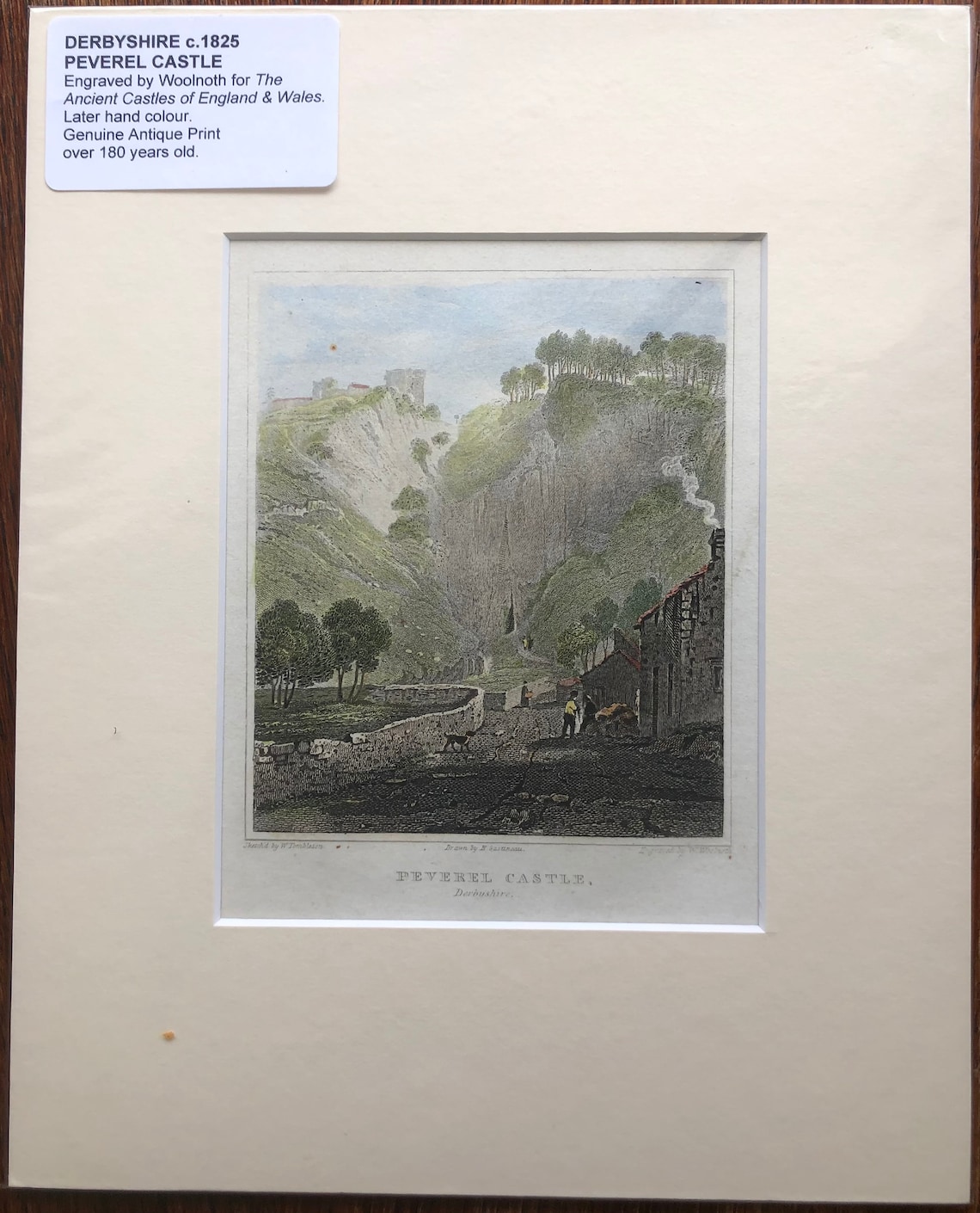 Peverel Castle castleton or Peak Castle, Derbyshire Original Antique ...