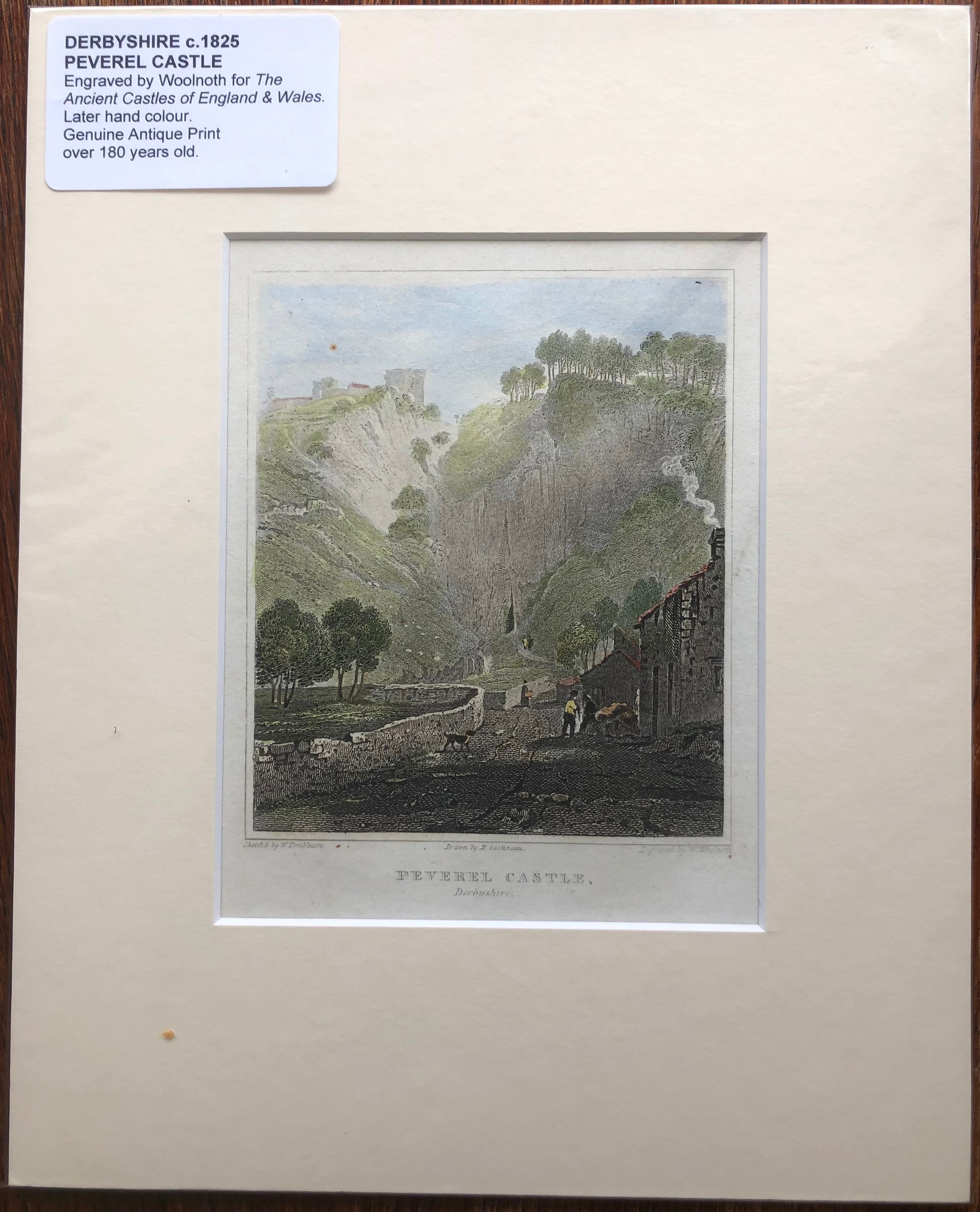 Peverel Castle castleton or Peak Castle, Derbyshire Original Antique ...