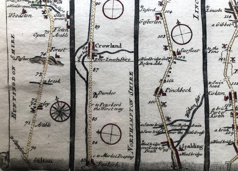 Thomas Gardner Road Map From Stilton to Boston and Boston to Lincoln ...