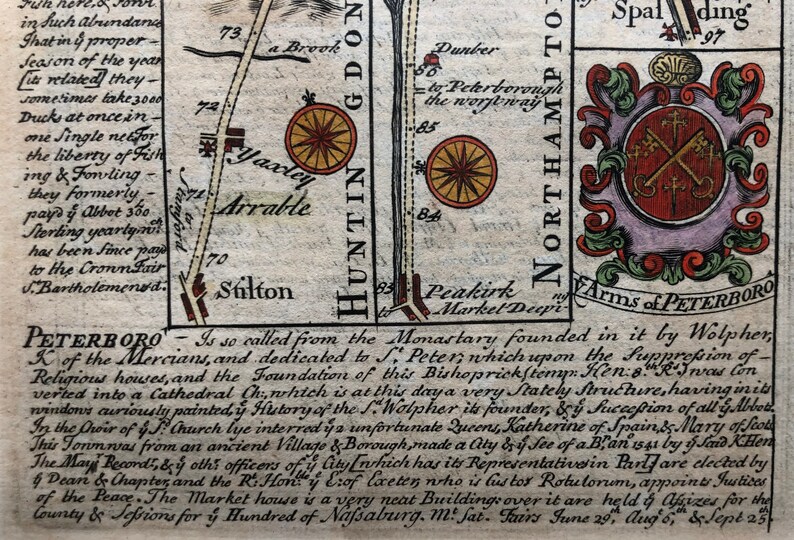 Road Map From Stilton to Gosberton via Peterborough Owen & - Etsy