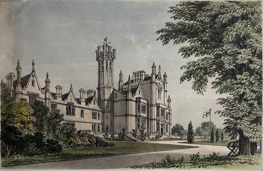 Manley Hall, Staffordshire Original Antique Vintage Lithograph Print ...