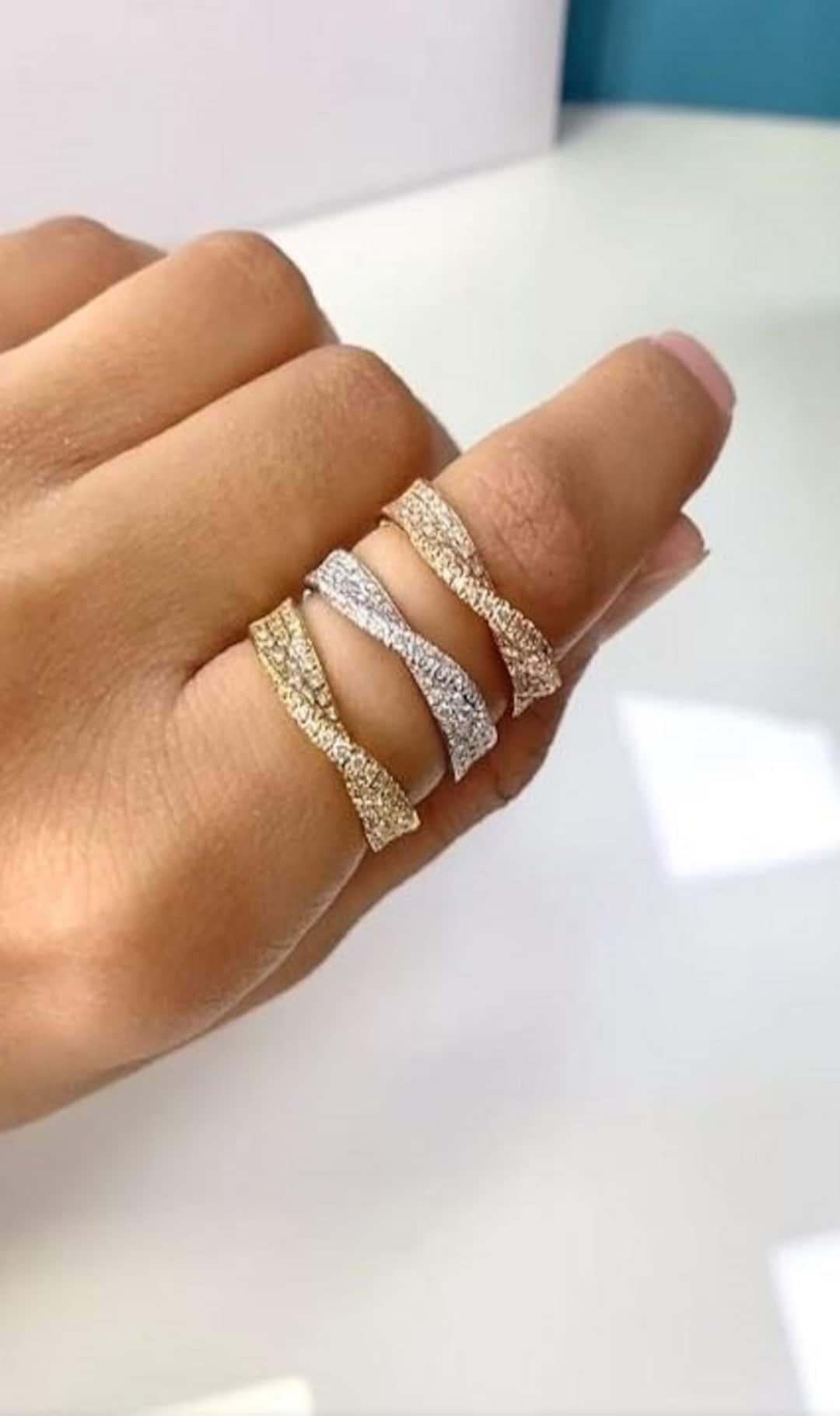 0.45 Ct Lab Diamond Wrap Ring for Her / 10k Solid Gold Infinity Ring / Beautiful Pave Twist Ring ...