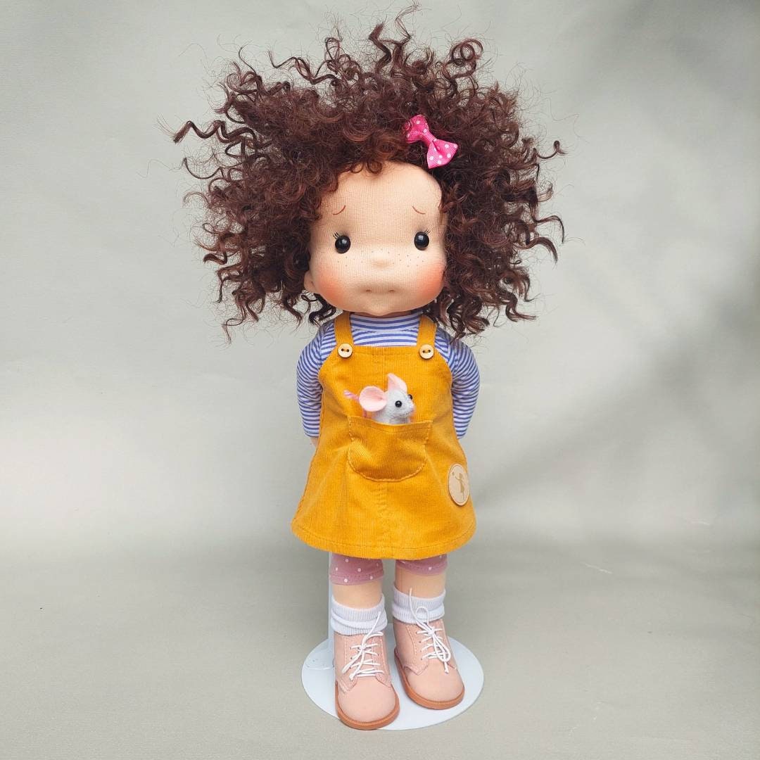 Francesca With a Mouse - Waldorf Doll Inspiration, Organic Cotton Doll ...
