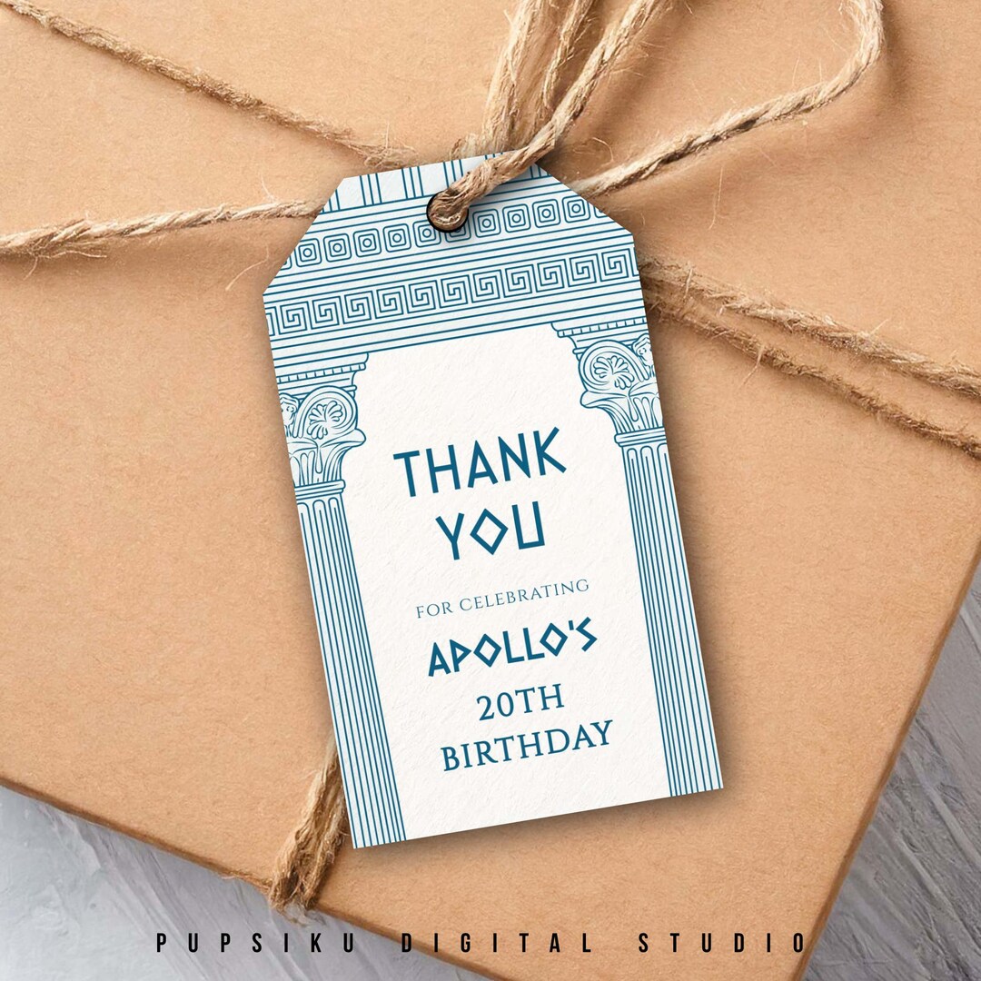 Greek Party Favor Tag With CUSTOM COLORS Temple, Editable 2 X 3.5 Treat ...