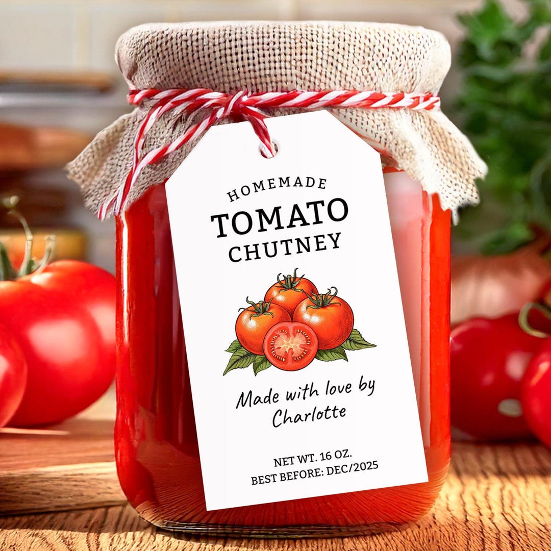 Tomato Chutney Label: Editable 2x3.5" Pantry Label Template for ...