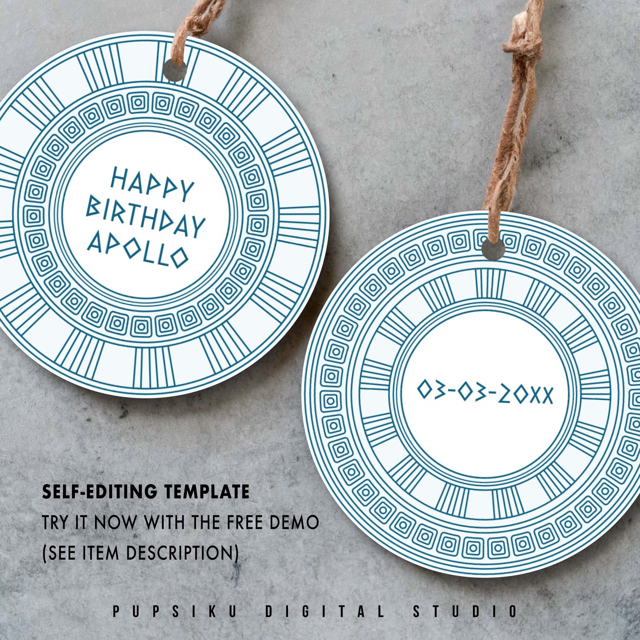 CUSTOM COLORS Greek Round Tags, Three Different Designs, 2"x2" Favor ...