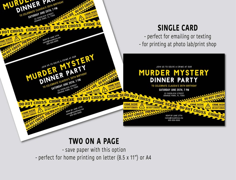 Murder Mystery Birthday Party Invitation, Detective or Police Crime ...