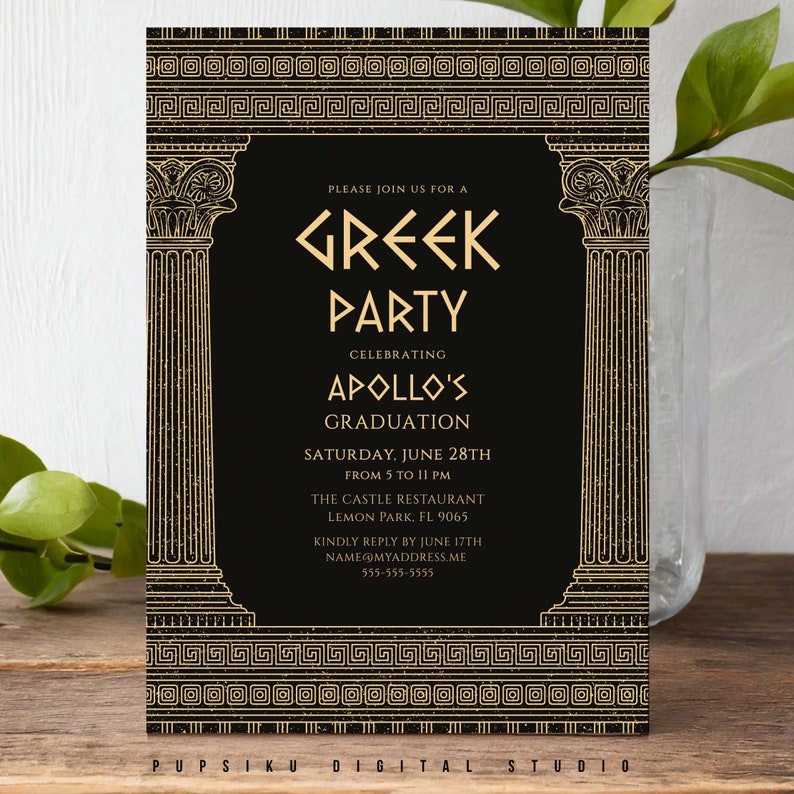Greek Party Invitation: Ancient History Theme, Editable Template ...