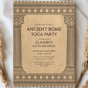 CUSTOM COLORS Roman Party Invitation, 5x7 Editable Template With ...