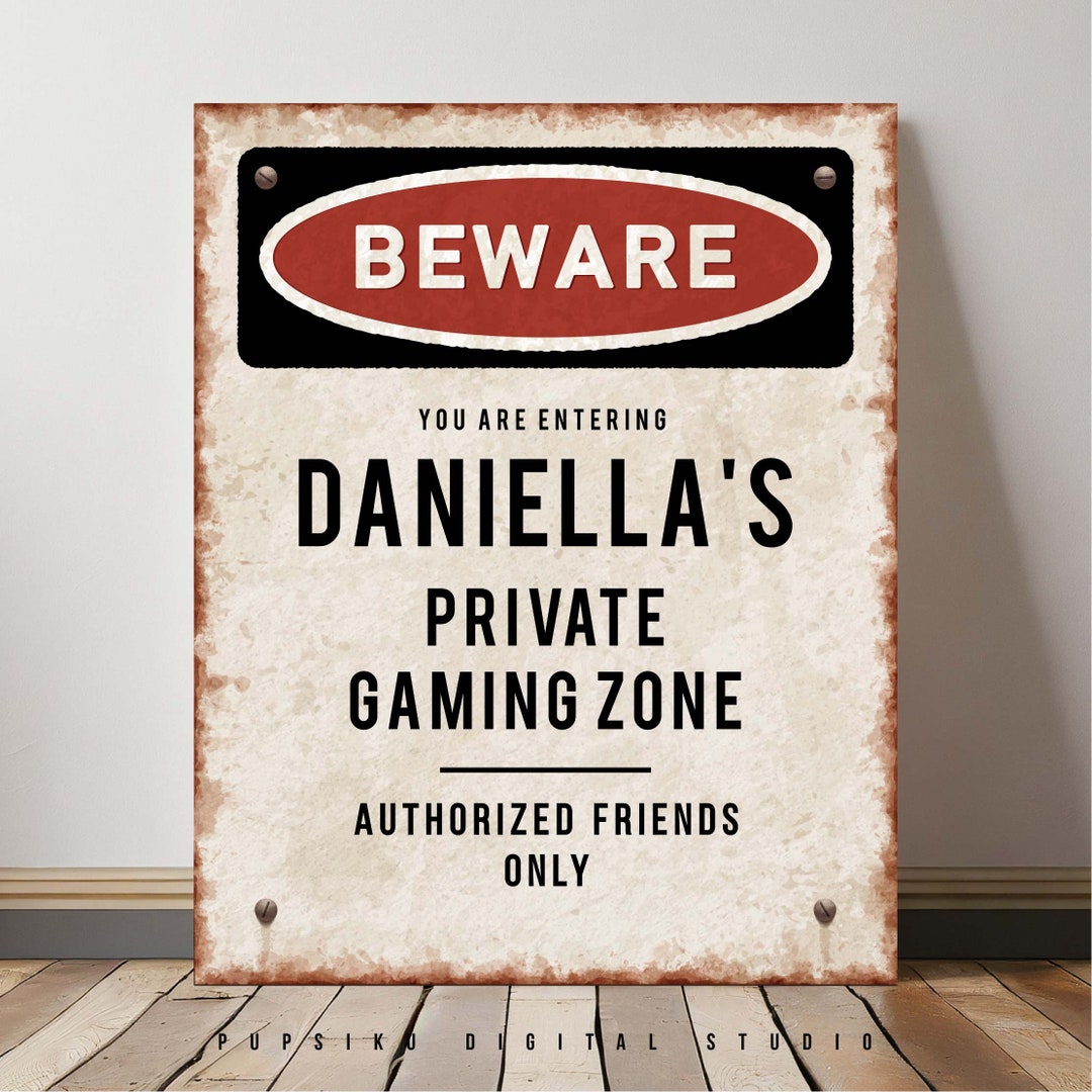 Editable BEWARE Sign Poster, Custom Text Halloween Wall Decor, 16x20 ...