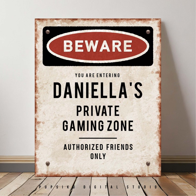 Editable BEWARE Sign Poster, Custom Text Halloween Wall Decor, 16x20 ...