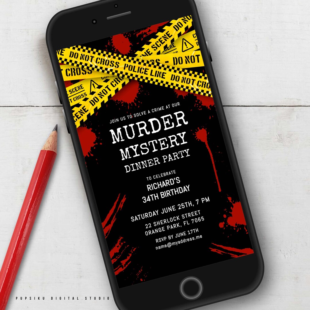 Murder Mystery Birthday Party Electronic Invitation, Editable Detective ...