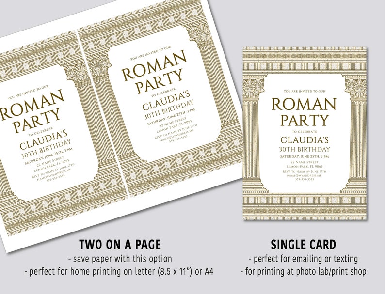 Roman Toga Party Invitation: Ancient Greece Birthday (editable Corjl ...