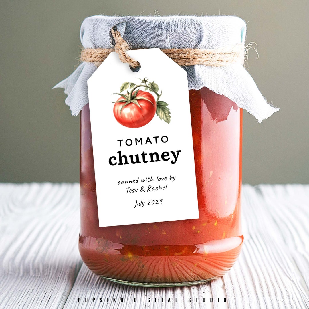 Tomato Chutney Gift Tag, Editable Food Label, 2x3.5 Canning Label for ...