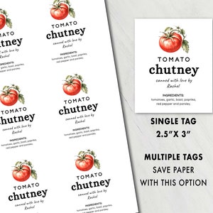 Tomato Chutney Food Label, Editable 2.5x3 Canning Label for Homemade ...