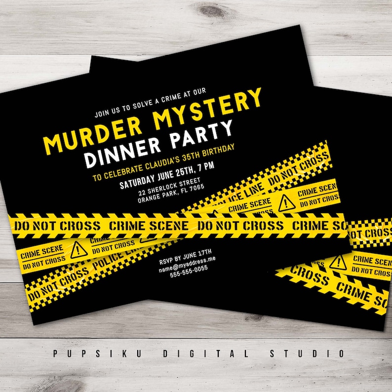 Murder Mystery Birthday Party Invitation, Detective or Police Crime ...