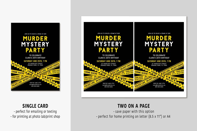 Murder Mystery Birthday Party Invitation, Detective or Police Crime ...