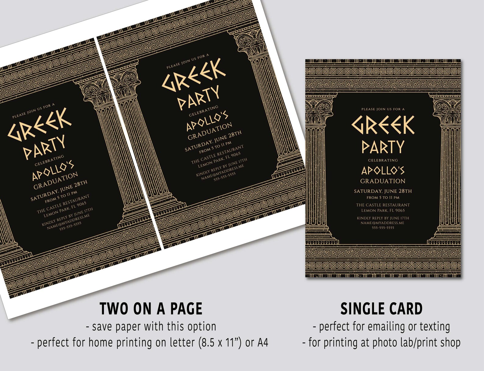 Greek Party Invitation: Ancient History Theme, Editable Template ...