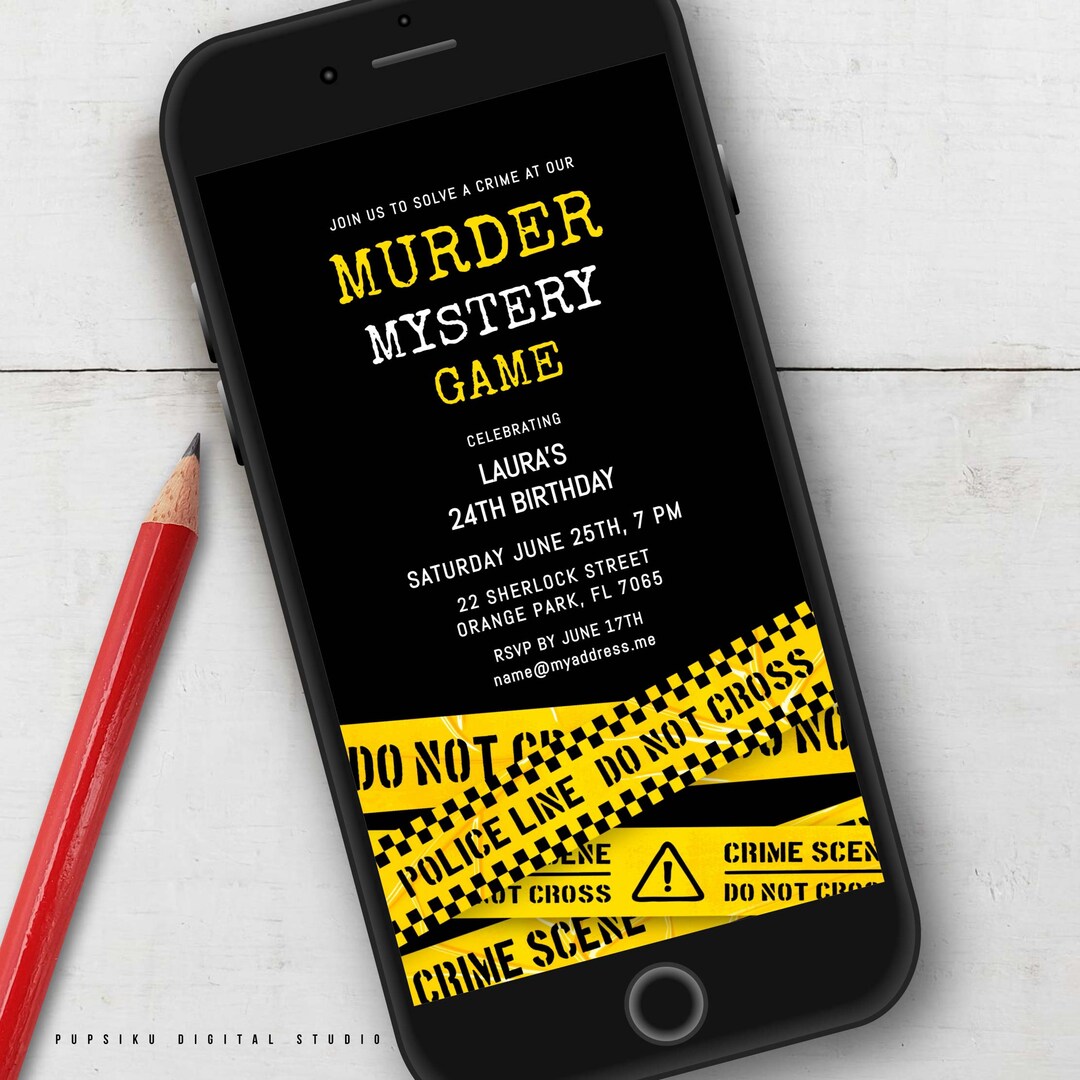 Murder Mystery Birthday Party Electronic Invitation, Editable Detective ...