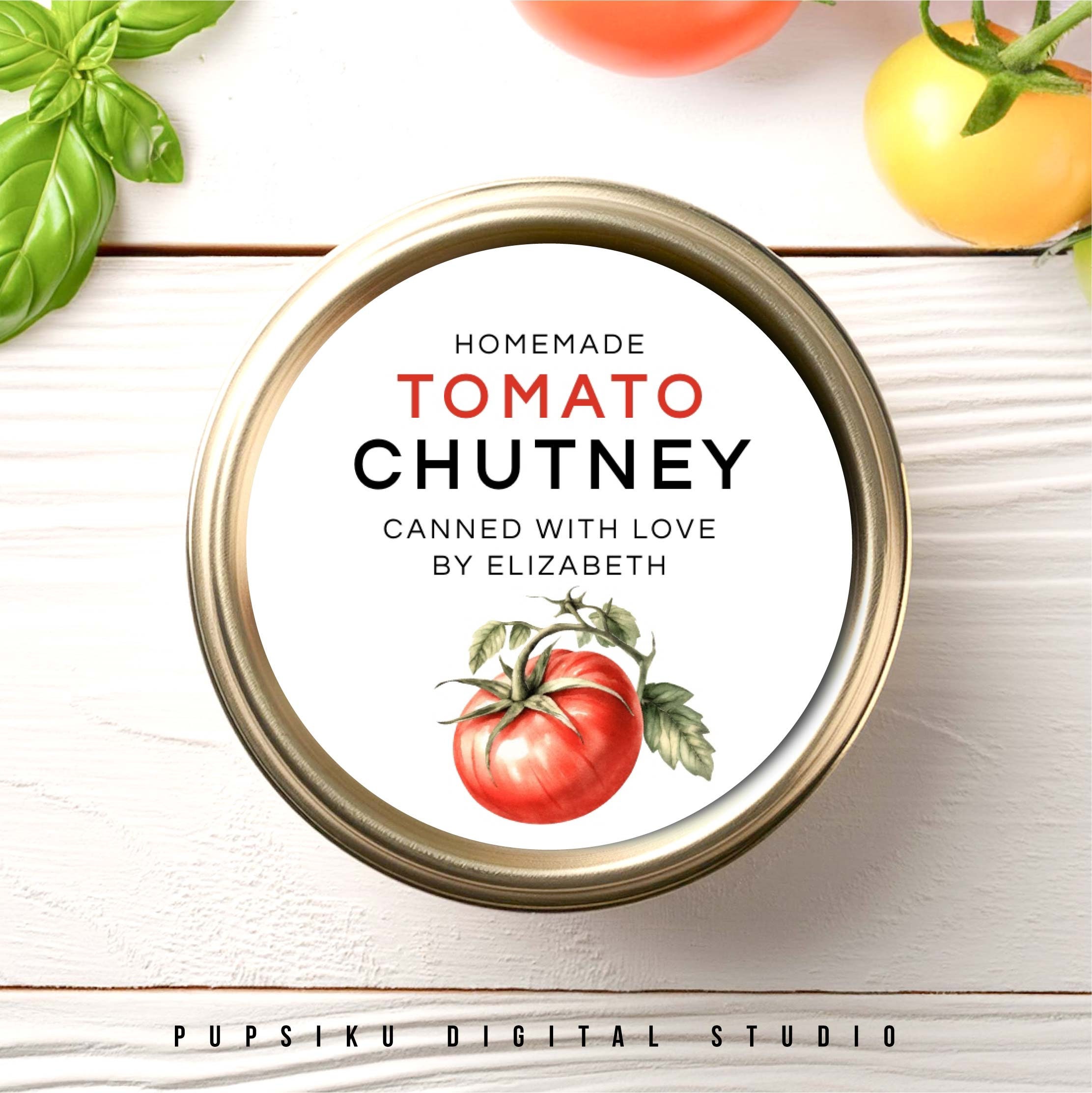 Editable Canning Label With Red Tomato, 2x2 Square or Round Sticker ...