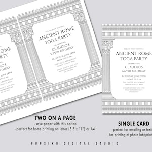 CUSTOM COLORS Roman Party Invitation, 5x7 Editable Template With ...