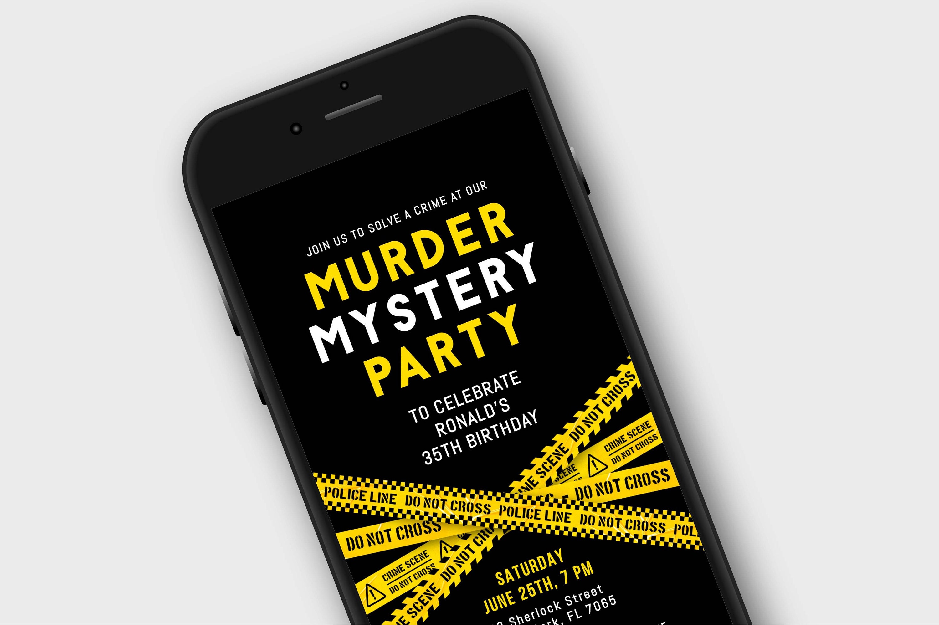 Murder Mystery Editable Birthday Party Electronic Invitation, Detective ...