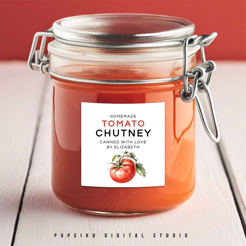 Editable Canning Label With Red Tomato, 2x2 Square or Round Sticker ...