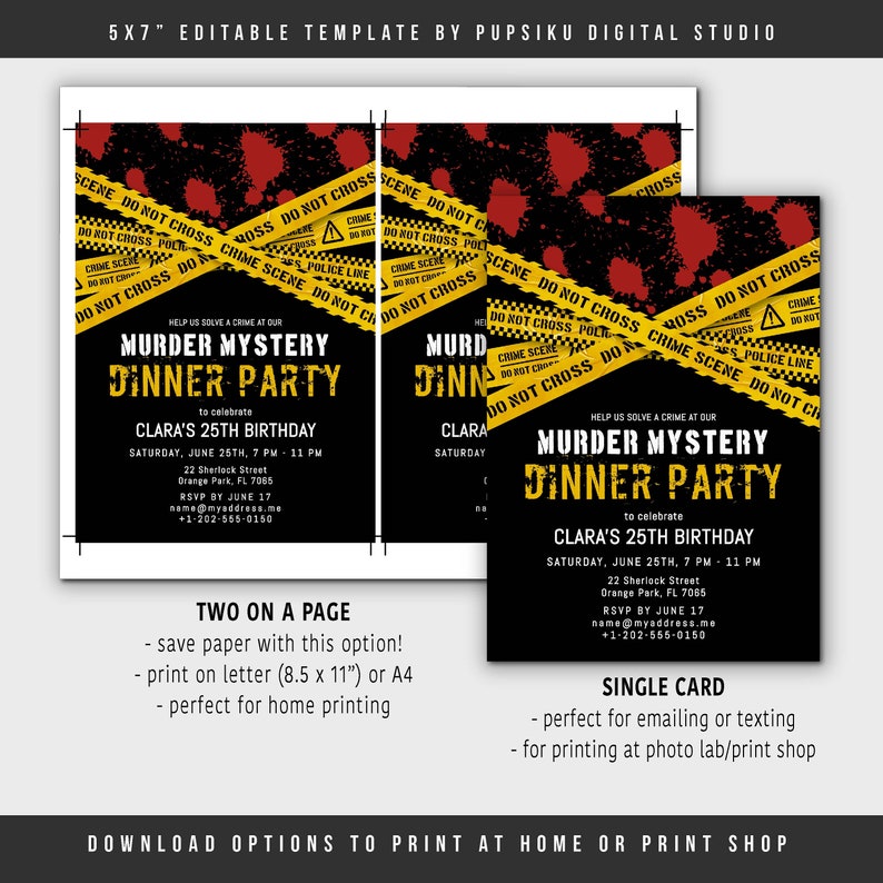 Murder Mystery Dinner Party Invitation Detective or Police - Etsy