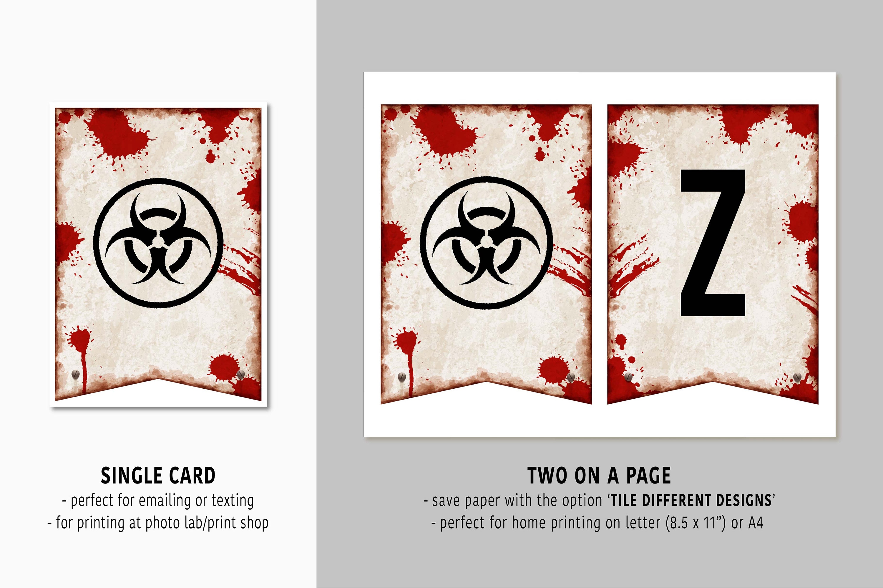 Zombie Flag Banner With Blood and Biohazard Symbols, 5x7 Editable ...