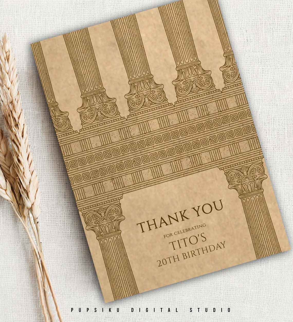 Roman Temple Thank You Card: Ancient History Party Favor (digital ...