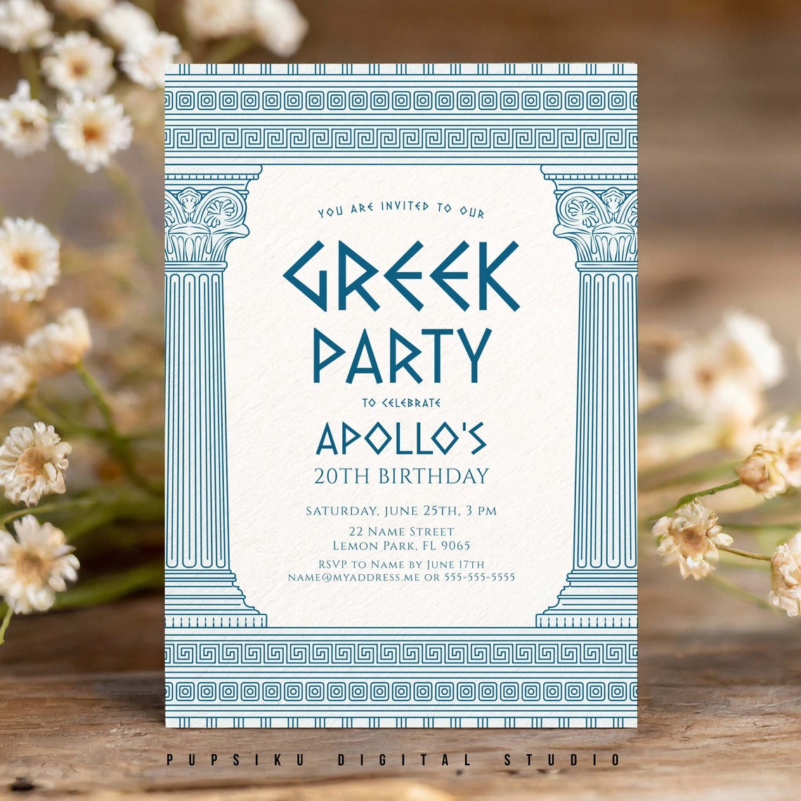 Greek Party Invitation: Editable Toga Theme (custom Colors, Digital ...