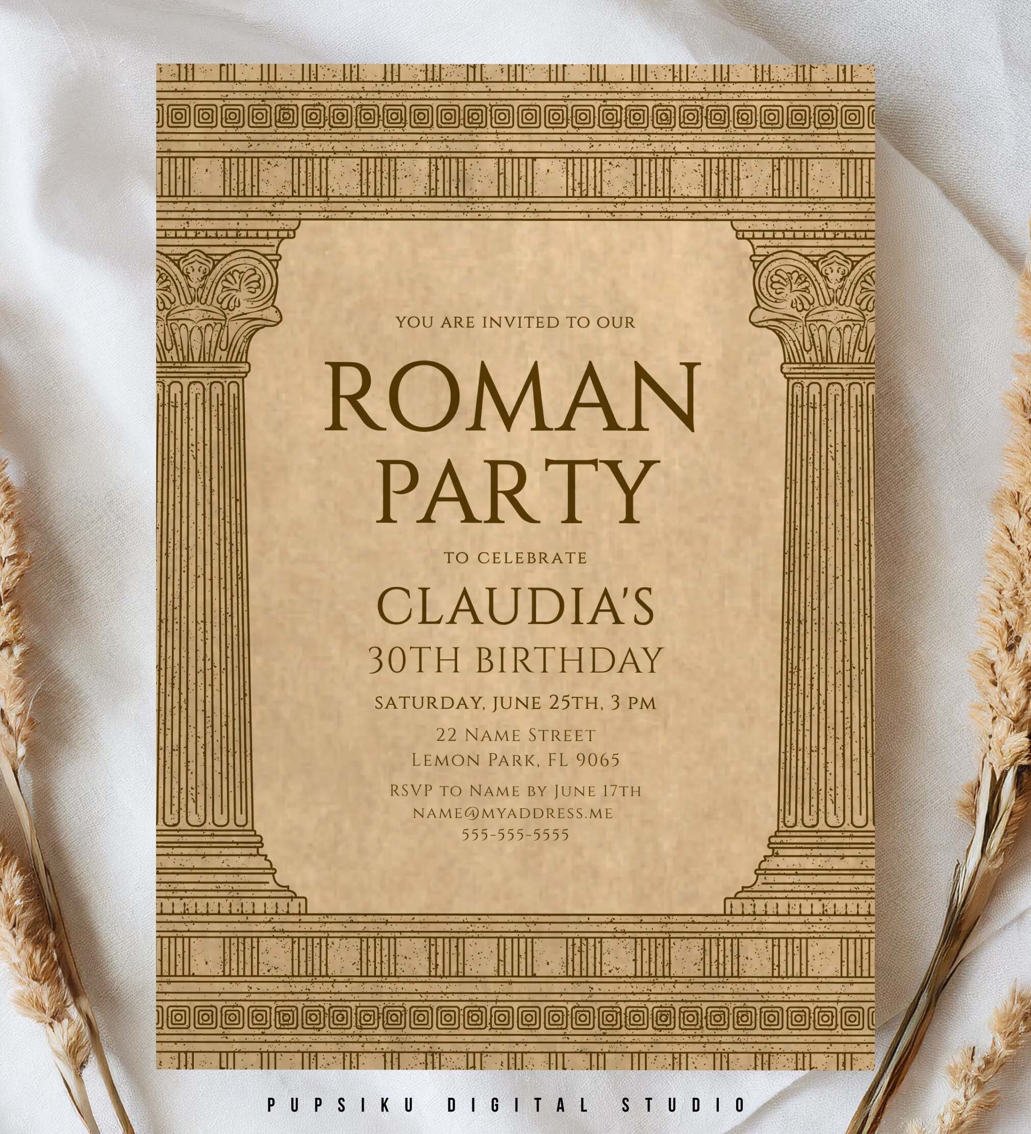 Roman Toga Party Invitation: Ancient Greece Birthday (editable Corjl ...