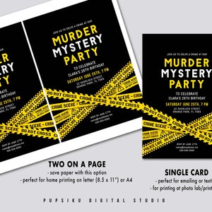 Murder Mystery Birthday Party Invitation, Editable 5x7" Card, PRINTABLE ...