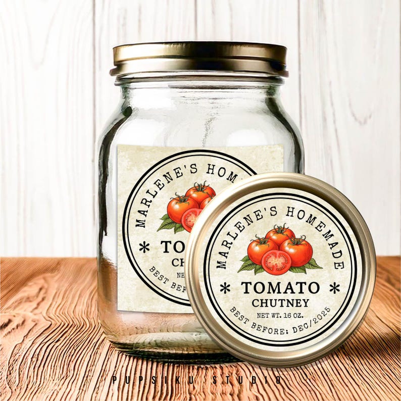 Editable Tomato Chutney Canning Label, Printable 2x2 Square or Round ...